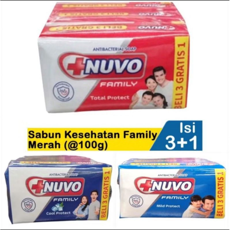 Jual NUVO family sabun mandi batang isi 3+1x100gram | Shopee Indonesia