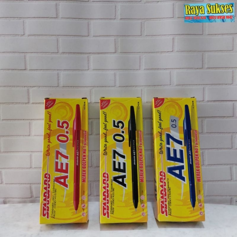 Jual Pena Standard AE7 0,5 Hitam,Merah,Biru/ Ball Point/ Pulpen | Shopee Indonesia