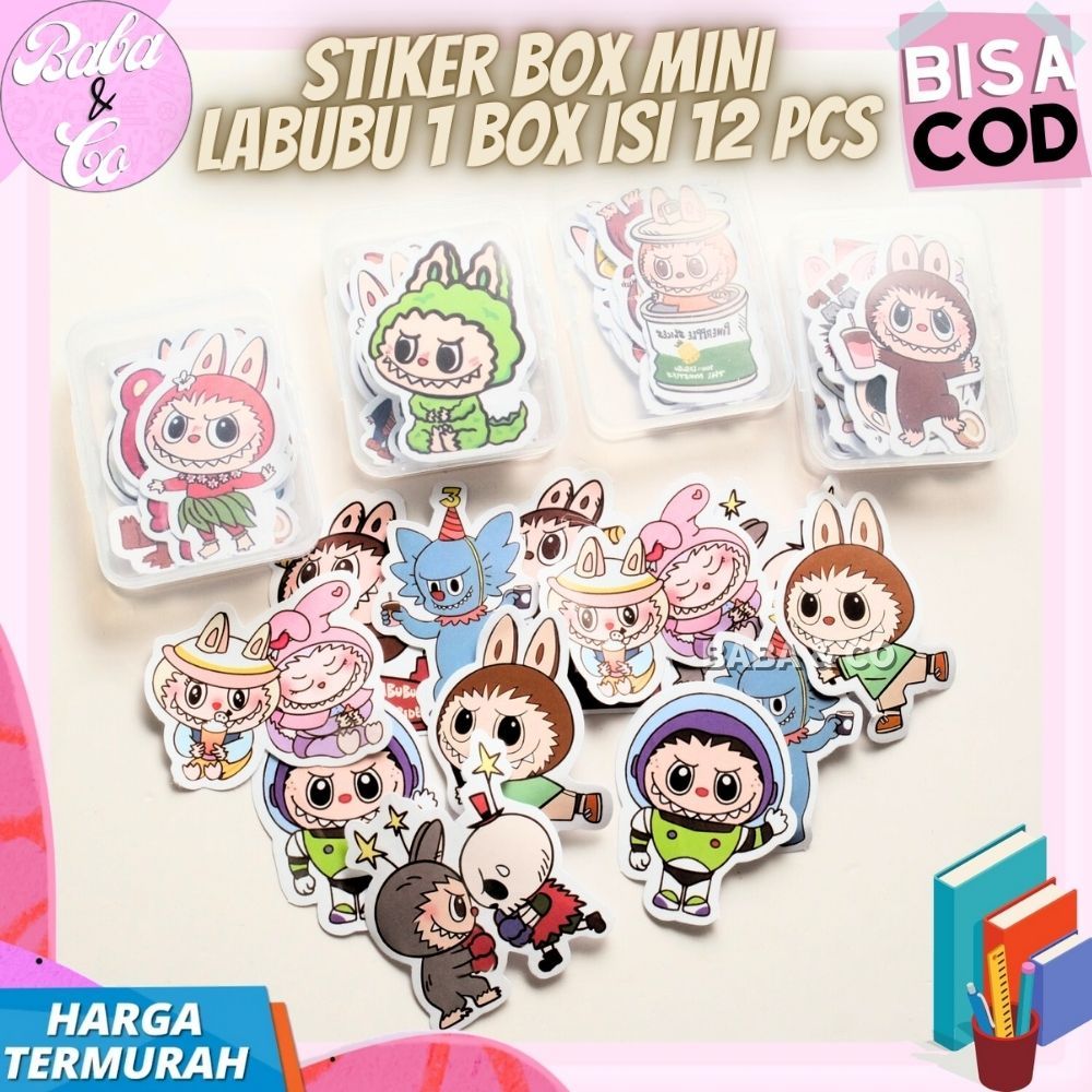 Jual STIKER BOX MINI LABUBU 1 BOX 12pcs STIKER LABEL LABUBU LUCU UNIK ...