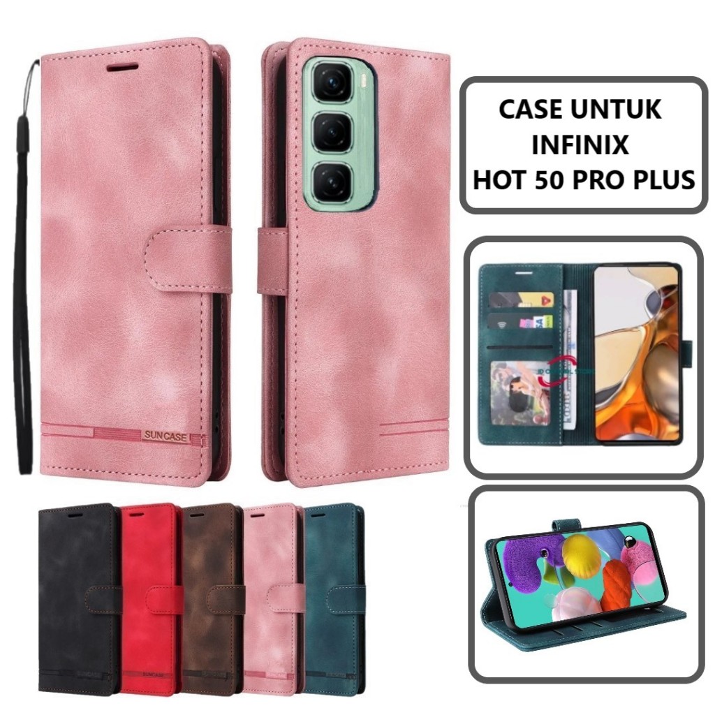 Jual Casing infinix hot 50 pro plus model flip buka tutup case kulit ...