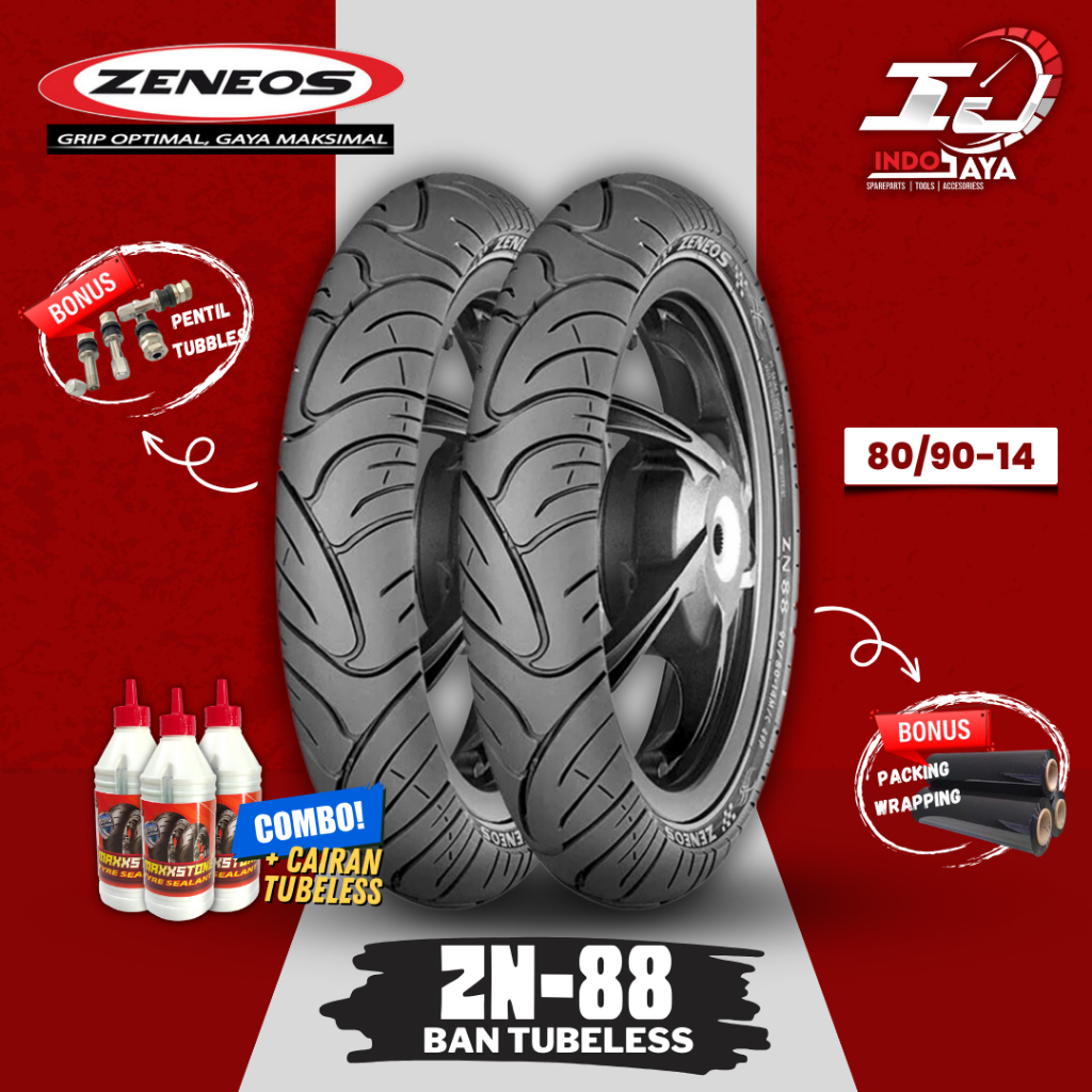 Jual [READY COD] BAN LUAR TUBELESS ZENEOS ZN88 (80/90-14) RING 14 BAN ...
