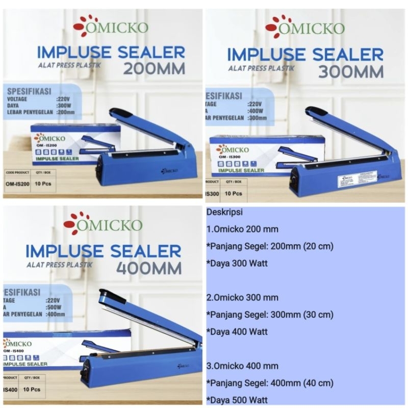 Jual Mesin Pres Plastik Impluse Sealer Omicko Ukuran 20 Cm, 30 Cm Dan ...