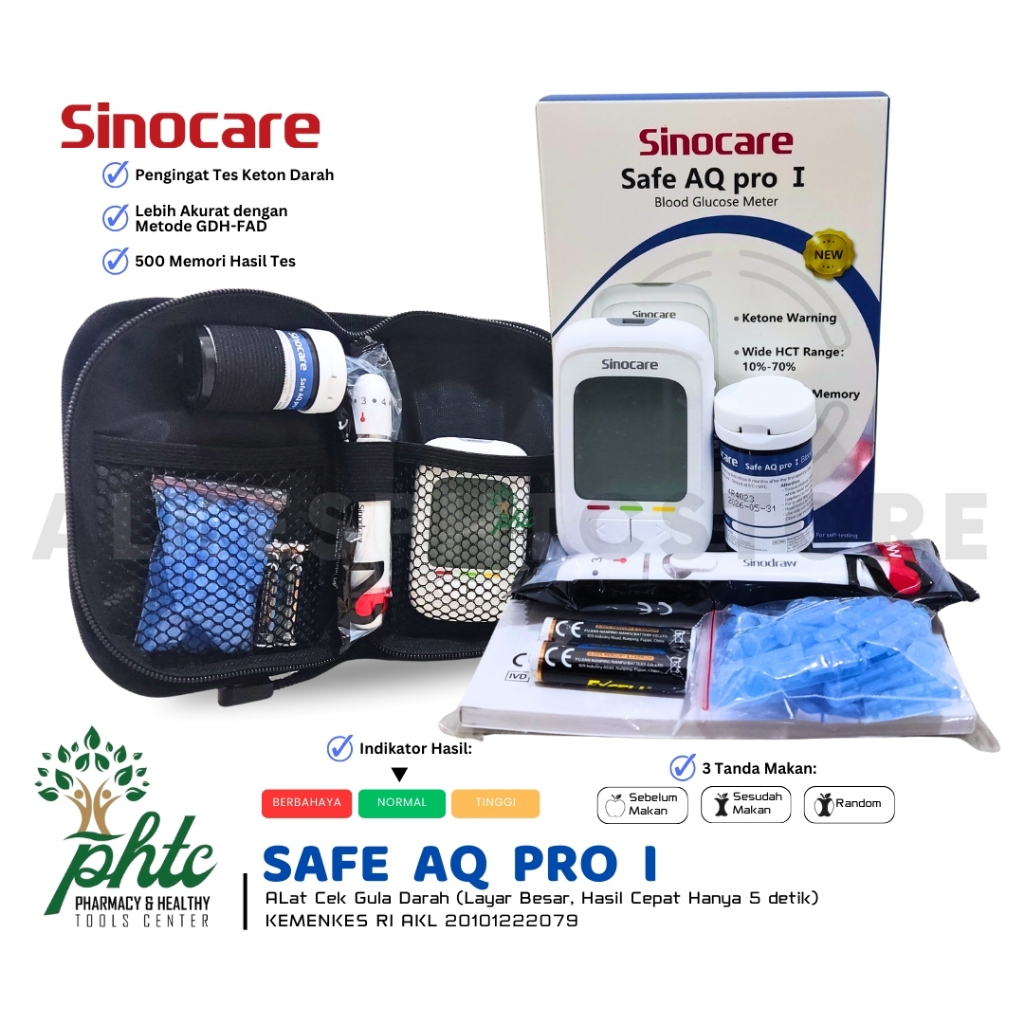 Jual SINOCARE Alat Cek Gula Darah Safe AQ Pro 1 Paket Lengkap Diabetes ...