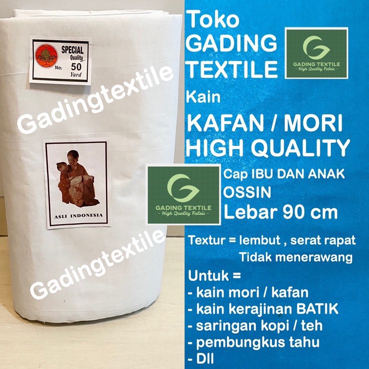 Jual per setengah meter kain kafan m katun putih jenasah jenazah high ...