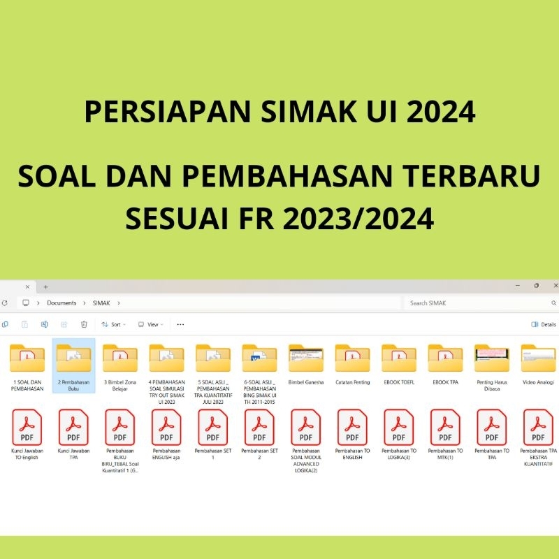 Jual Materi dan Soal Latihan SIMAK UI 2024 TERLENGKAP TPA DAN BAHASA INGGRIS | Shopee Indonesia