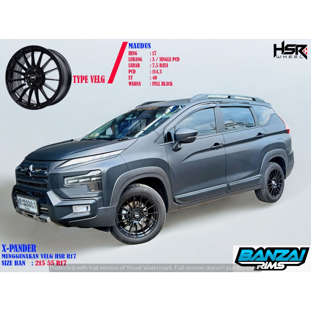 Jual VELG MODEL JARI JARI RING 17 UNTUK MOBIL X-PANDER PELEK RACING HSR MAUDUS R 17 PCD 5X114,3 ...