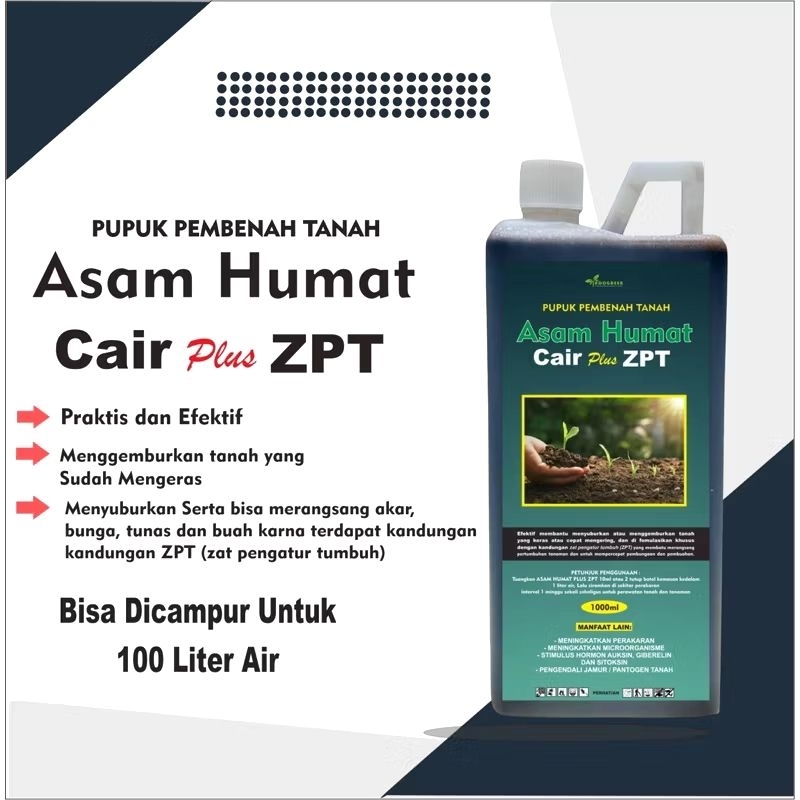 Jual Asam Humat Cair Plus ZPT 1 Liter | 90% Original pembenah & penyubur tanah. | Shopee Indonesia
