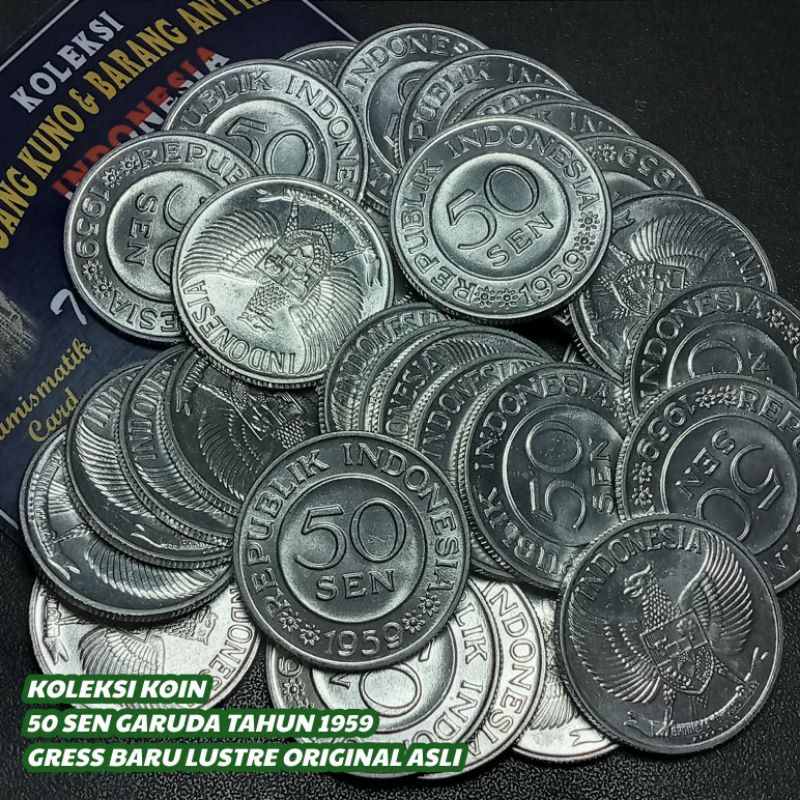 Jual UKI059Coin 50 Sen Garuda Thn 1959 Gress Baru Lustre Original Asli | Shopee Indonesia