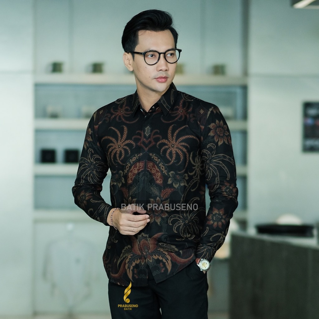 Jual SASANA HITAM Baju Kemaja Batik Pria Lengan Panjang Slimfit Slim ...