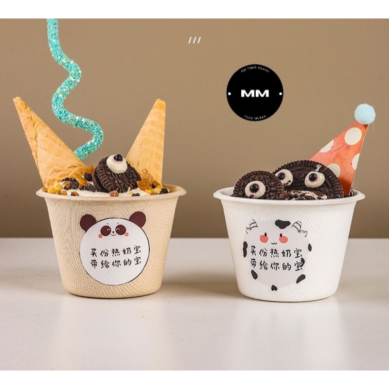 Jual 10pcs bagasse gelato cup dessert ice cream cup box kotak gelato ...