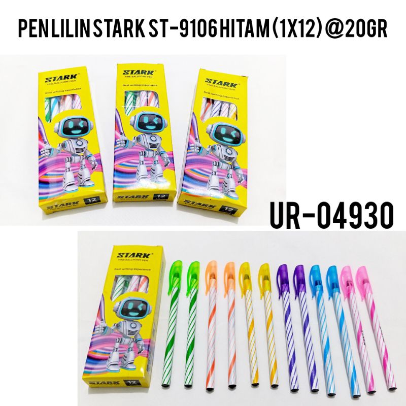 Jual 12 PCS - PULPEN ULIR / PEN LILIN STARK 1 PAK / BOLPOIN HITAM MURAH ...