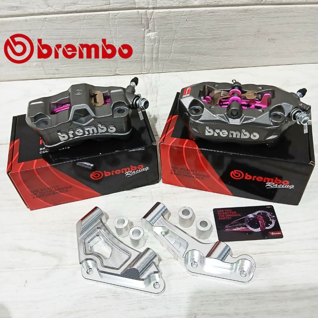 Jual Kaliper Brembo 4 Piston GP4 M3 M4 Set Breket Kaliper PNP Ninja R Ninja SS Ninja RR Grey ...