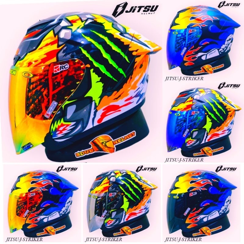 Jual Helm half face jitsu j strike Scorpius glos paket ganteng original ...