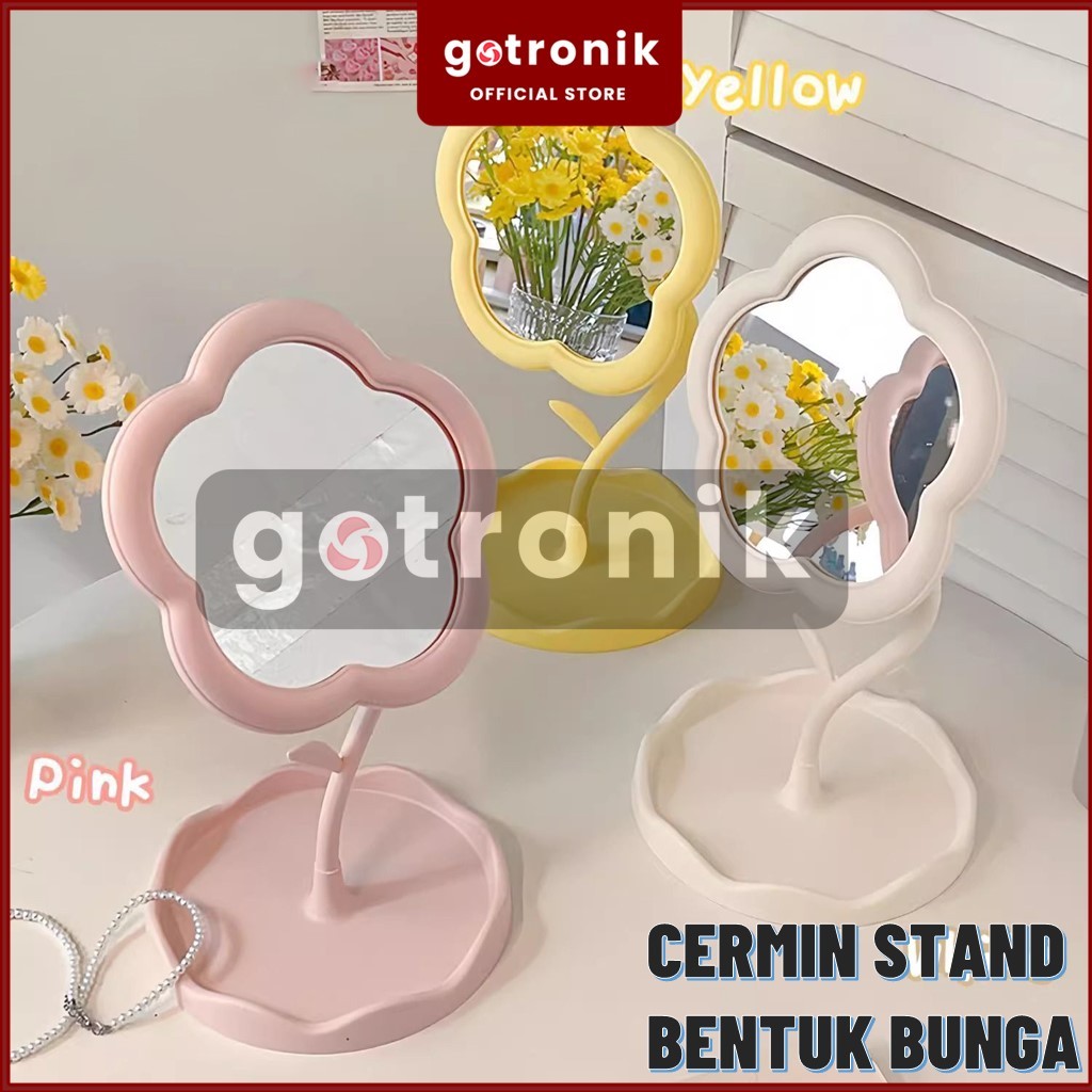 Jual Cermin Bunga Stand Aesthetic Mirorr Flower Kaca Meja Rias Standing ...