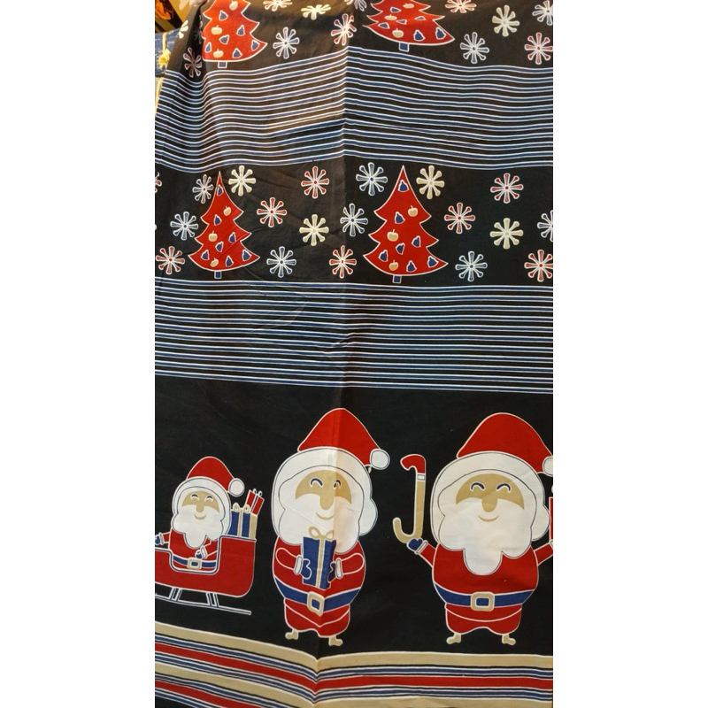 Jual kain batik natal. kain batik santa. kain batik natal keluarga ...