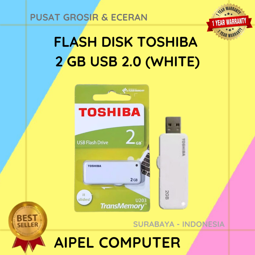 Jual FDT2 | FLASH DISK TOSHIBA 2 GB USB 2.0 (WHITE) | Shopee Indonesia