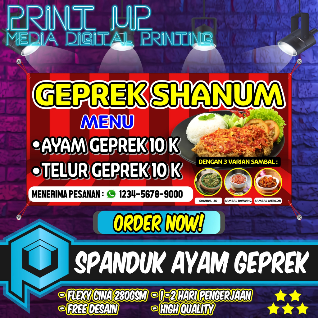 Jual BANNER SPANDUK AYAM GEPREK 200 X 100 / DESAIN SUKA SUKA / BISA ...