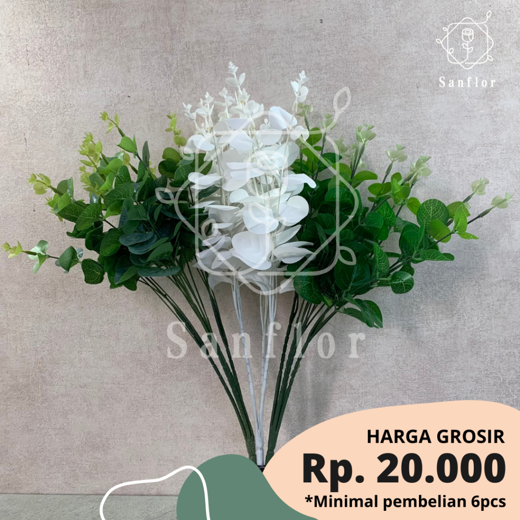 Jual SILVER DOLLAR K4/ BUNGA ARTIFICIAL EUCALYPTUS 4 CABANG/ HIASAN ...