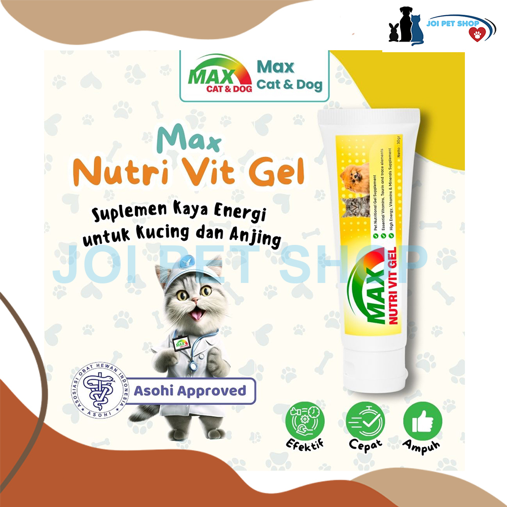 Jual MAX NUTRI VIT GEL Suplemen kaya gizi untuk kucing dan anjing ...