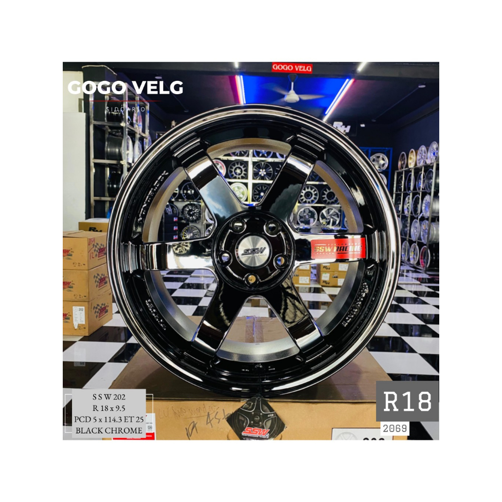 Jual Velg Mobil R18 Te37 SSW ORI Black Chrome PCD 5X114,3 Lebar 9,5 ...