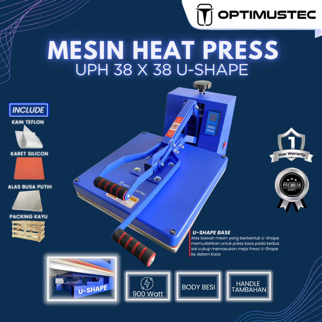Jual OPTIMUSTEC Mesin Press Sablon 38x38 UPH + U-Shape + Handle ...