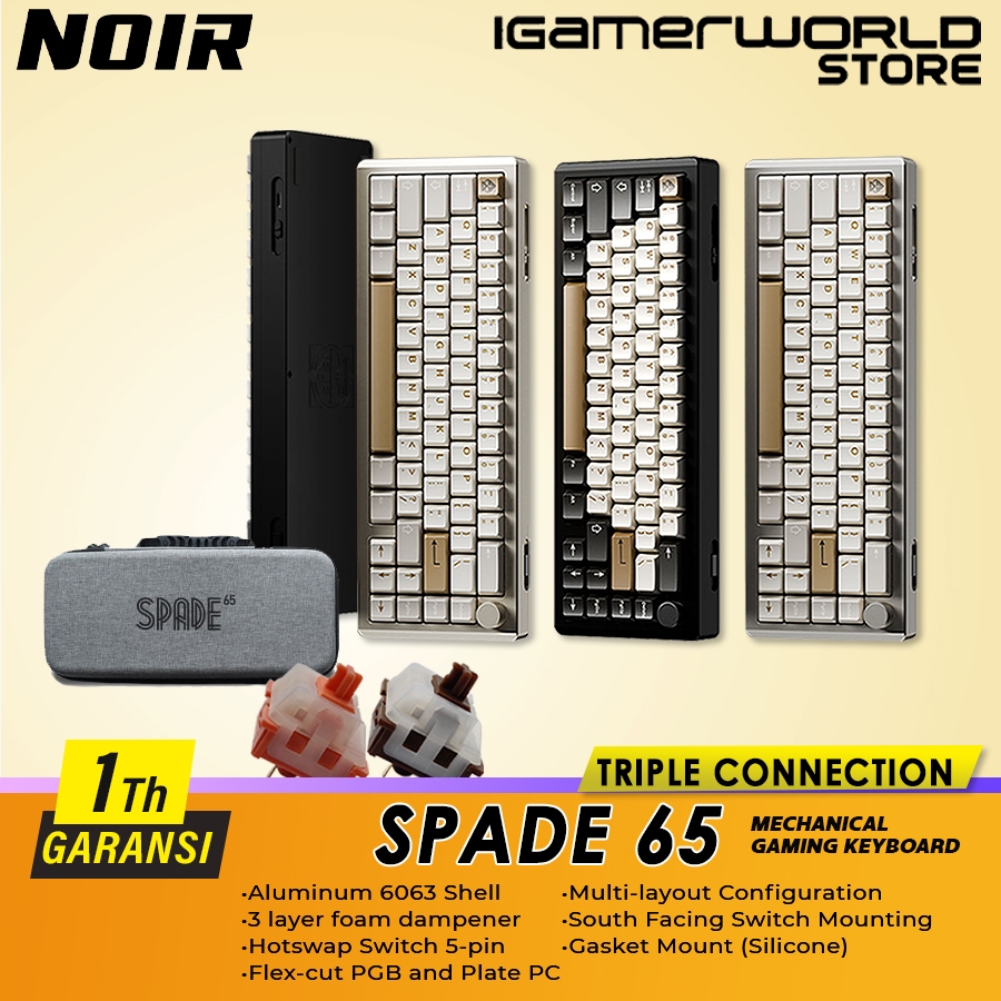 Jual Noir SPADE65 65% Aluminum Wireless 3-Mode Mechanical Gaming ...