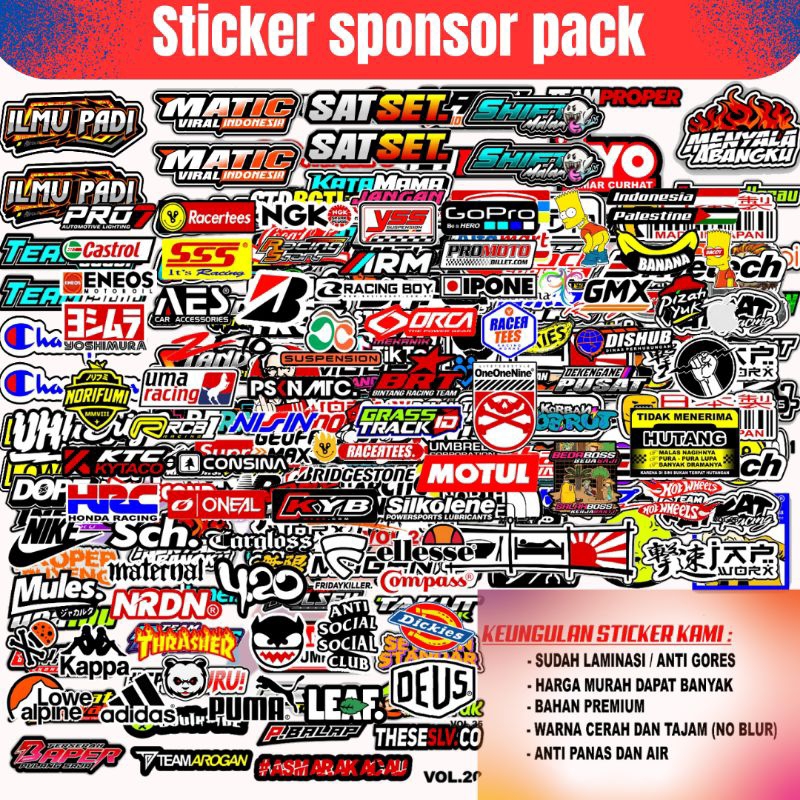 Jual STICKER SPONSOR PACK KEREN LUCU AESTHETIC STIKER LOGO BRAND ...