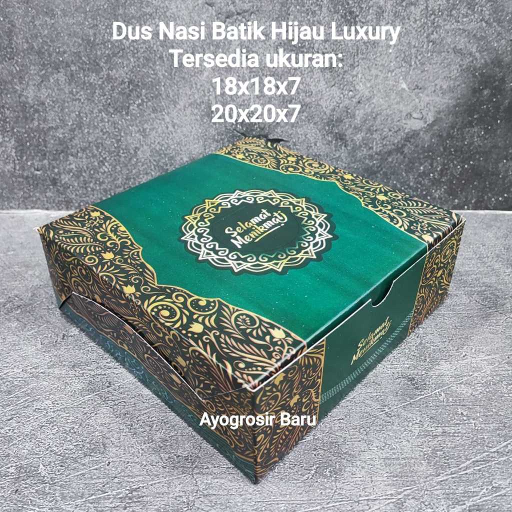 Jual Dus Nasi 20x20 Batik Hijau Luxury isi 100 pcs GS Motif Box Besek ...