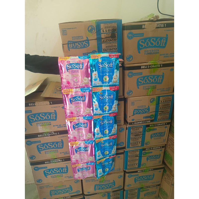 Jual SOSOFT DETERGENT CAIR DOUBLE SACHET 80 ml (2x40ml) | Shopee Indonesia
