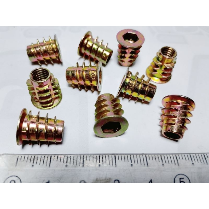 Jual 10 Pcs Mur Nanas M6 X 13 OD / Mur Tanam Kayu / Insert Nut Baut 10 ...