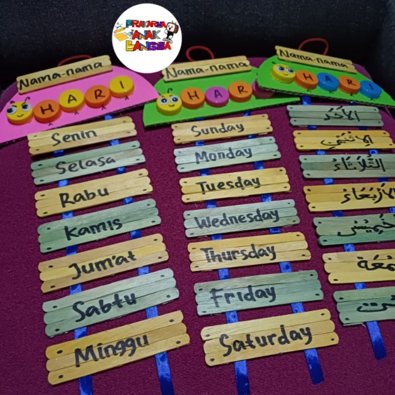 Jual prakarya hiasan dinding kelas paud tk sd smp nama-nama hari hari dari stik eskrim | Shopee ...
