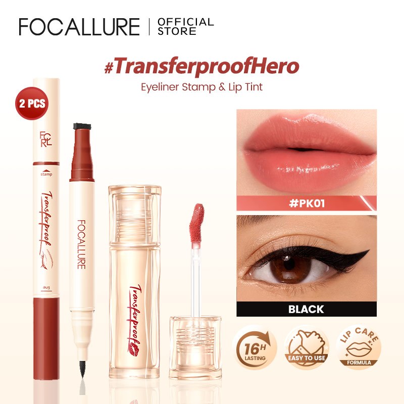 Jual FOCALLURE 2PCS Set Eyeliner Stamp Tahan Lama + Lip Tint Plump & Shiny Glazed | Shopee Indonesia