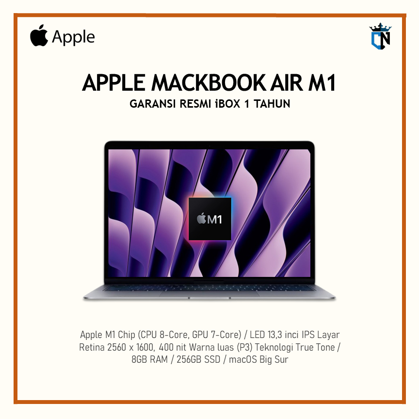 Jual MacBook Air 13 M1 8C CPU 8GB/256GB 7C GPU OS X 13.3" Inc | Shopee ...