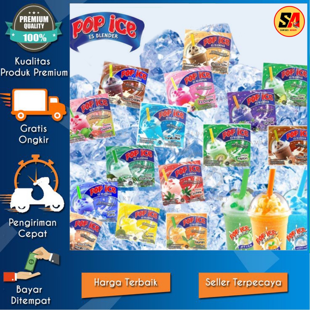 Jual POP ICE MINUMAN SERBUK 1 RENCENG ISI 10 SACHET | Shopee Indonesia