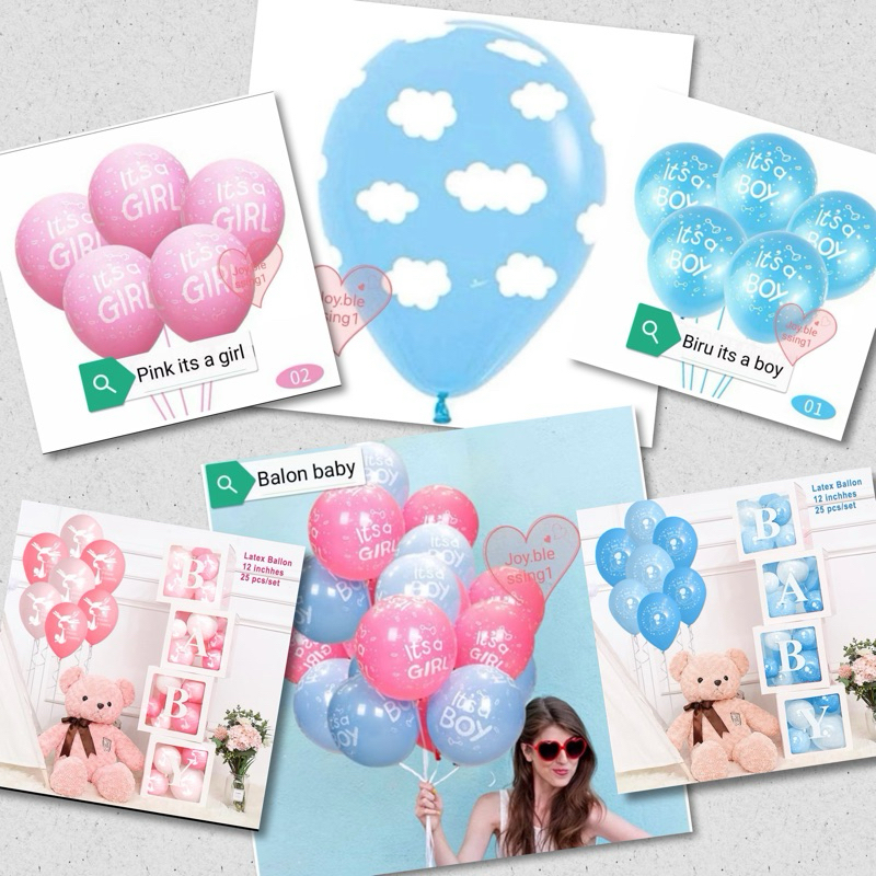 Jual BALON BABY 12" biru pink/ BALON ITS A BOY/BALON ITS A GIRL/BALON ...