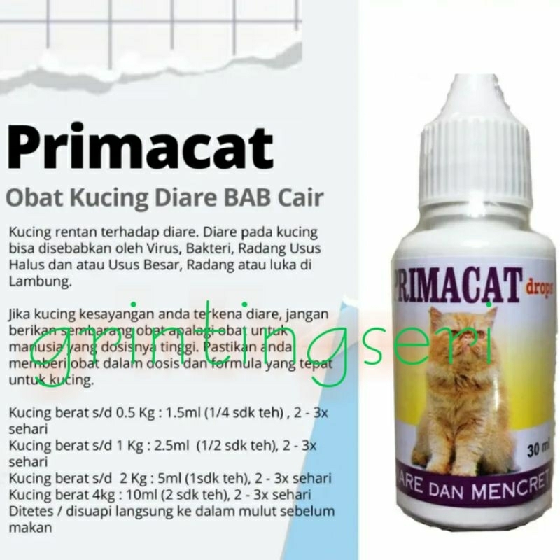 Jual Obat mencret dan diare untuk kucing PRIMACAT 30ML obat tetes untuk ...