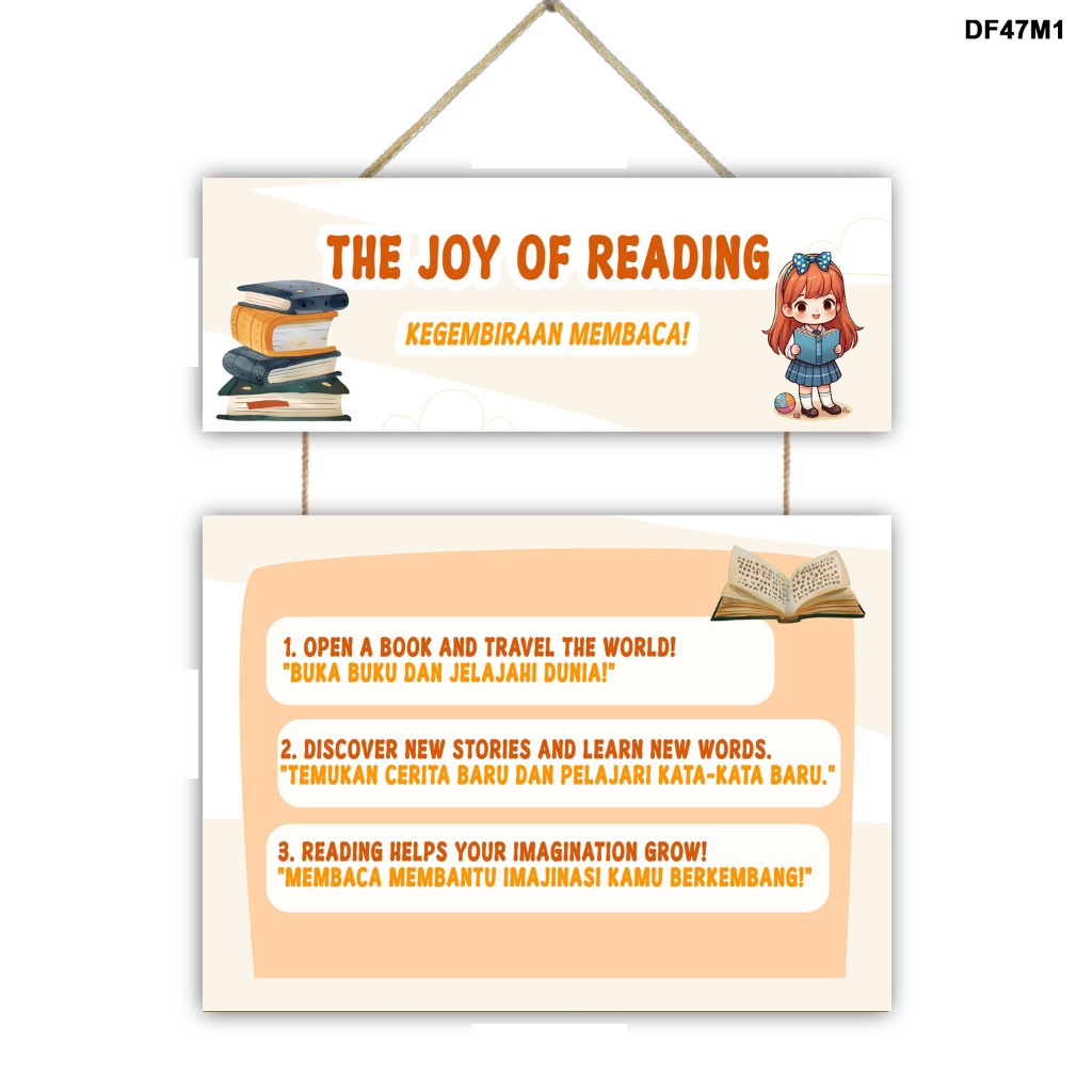 Jual Hiasan dinding THE JOY OF READING 2 susun gantungan dinding ...