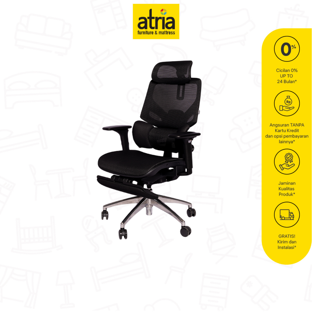Jual Atria Kursi Kantor Aurora Sandaran Tinggi JRMC-01BK Black | Shopee ...
