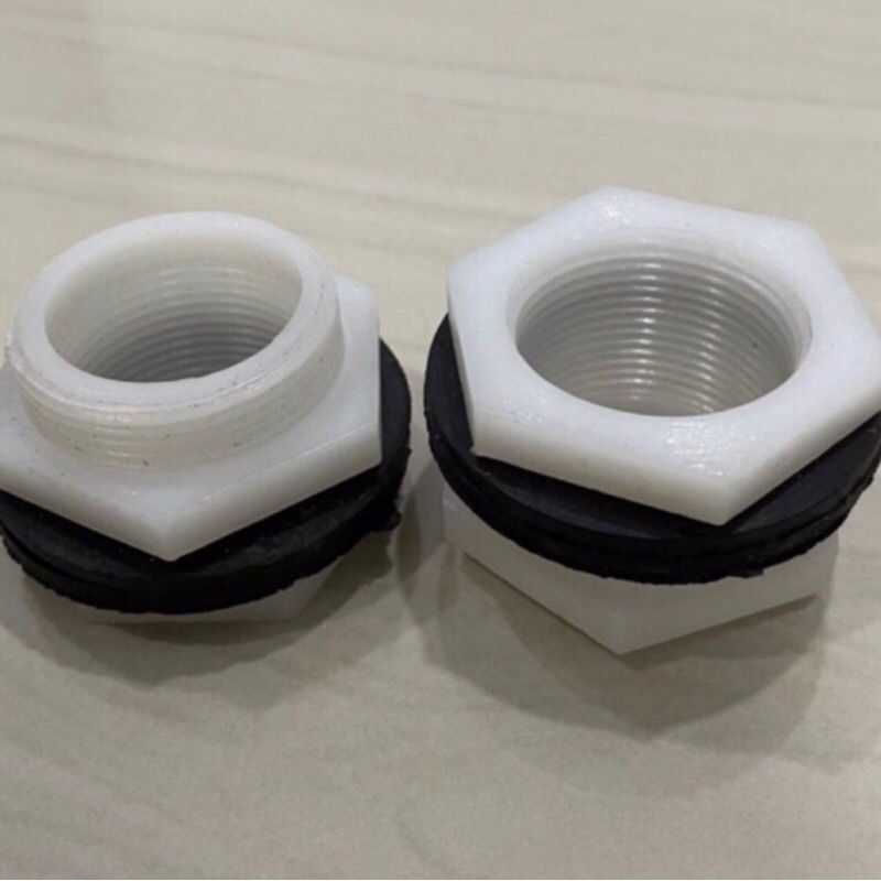 Jual HARGA 1 buah // mur tangki air 1-1/2" inci pvc plastik vring v ...