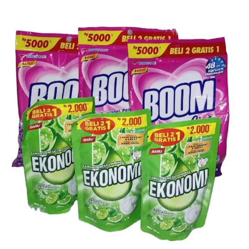 Jual (paket 6 in 1) Detergent Boom 3pcs + Ekonomi Pencuci Piring 3pcs ...