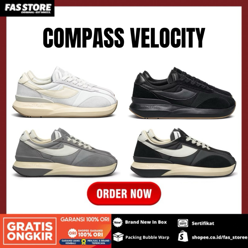 Jual [ORIGINAL] SEPATU COMPASS VELOCITY BLACK / GREY / BLACK GUM ...