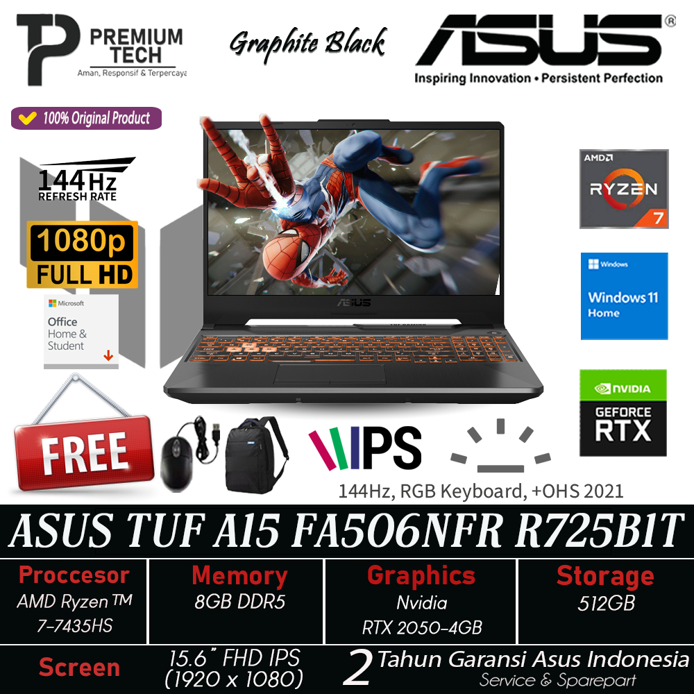 Jual Asus TUF A15 FA506NFR R725B1T AMD Ryzen 7 7345HS 32GB 1TB SSD 1TB ...