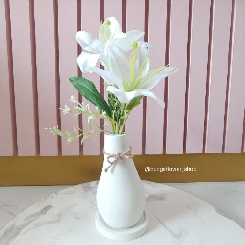 Jual 1 Set Bunga Aesthetic Kenanga Artificial + Vas + Tatakan Hexagon ...