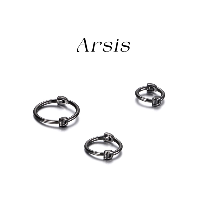 Jual ARSIS Anting bulat hitam perak murni S999 Perasaan kelas atas ...