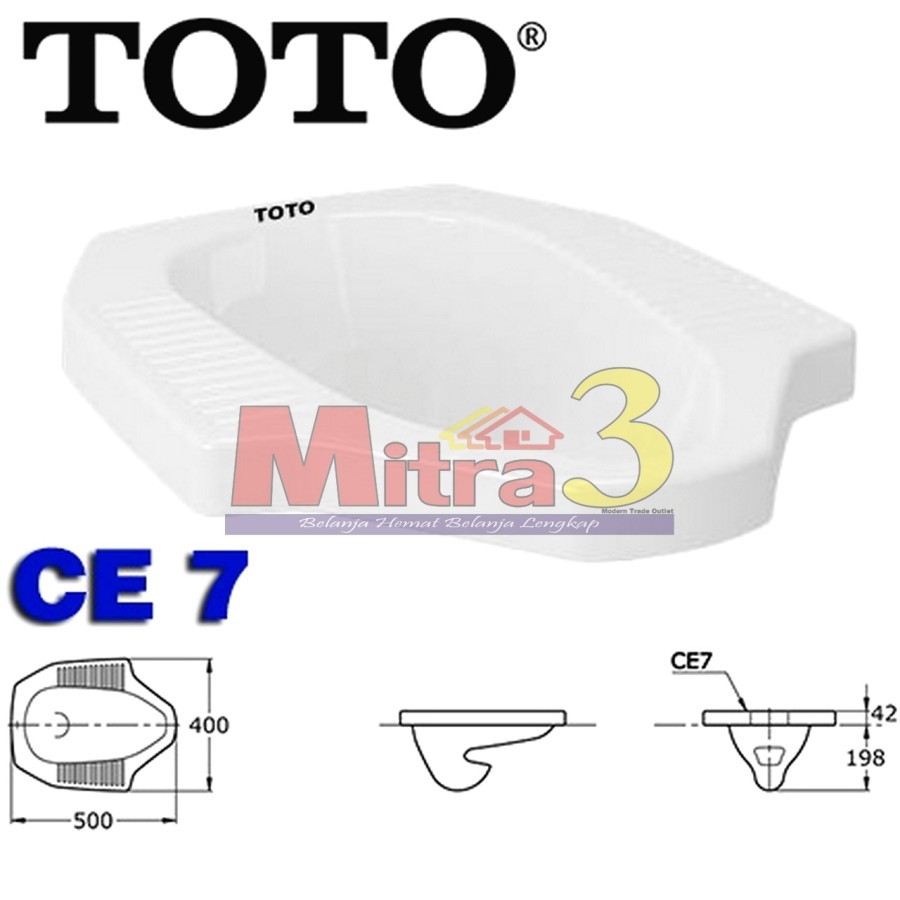 Jual Kloset Jongkok TOTO CE7 / Closet WC Jongkok CE 7 Lantai / Squat ...