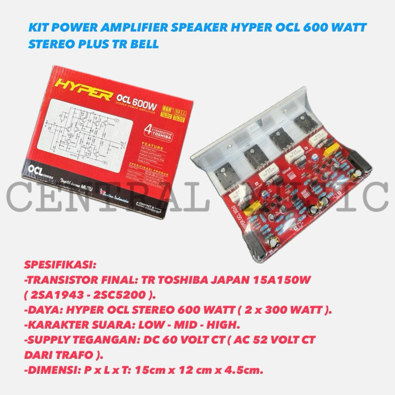 Jual KIT POWER AMPLIFIER SPEAKER HYPER OCL 600 WATT STEREO PLUS TR BELL | Shopee Indonesia