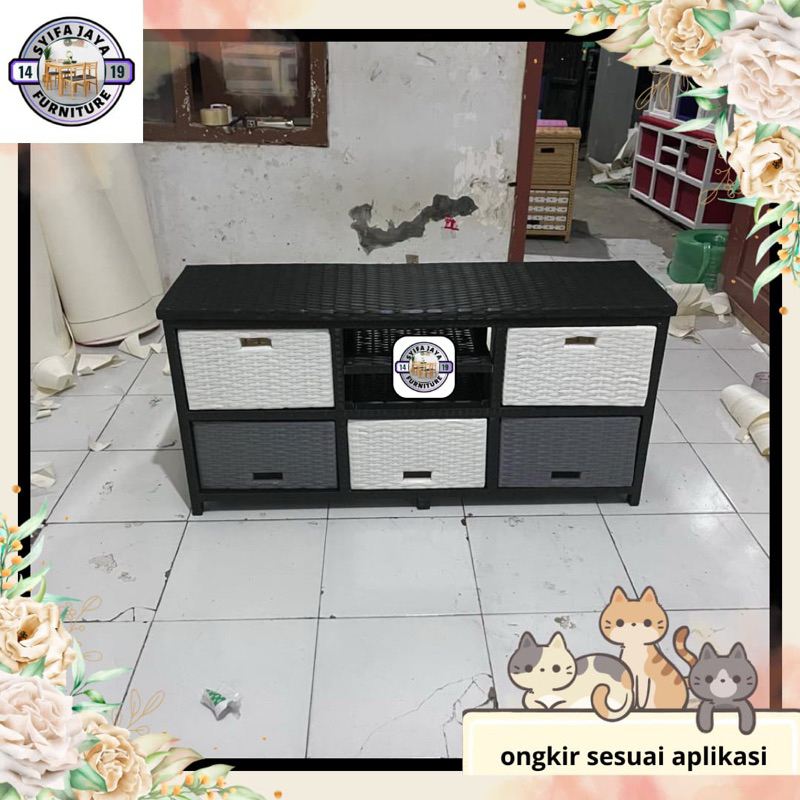 Jual (Ready stok) Meja tv tabung minimalis modern 40inc rotan sintetis ...