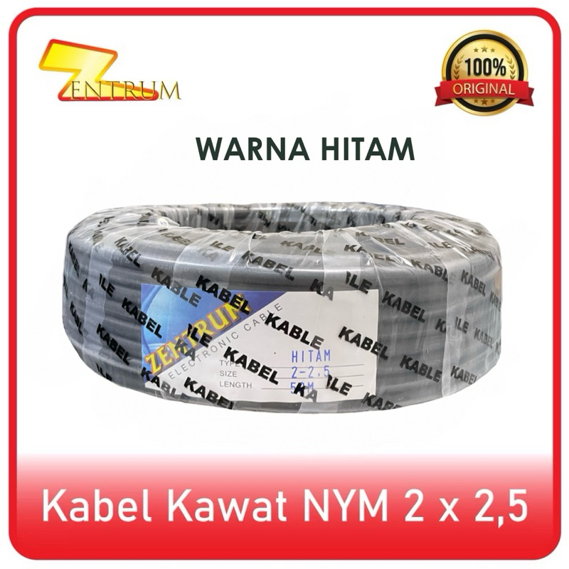 Jual Kabel Listrik Kawat NYM 2 x 2,5 (50 Meter) WARNA HITAM | Shopee ...