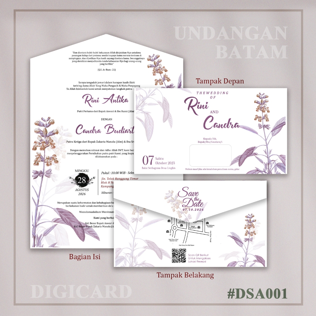 Jual Undangan Semi Amplop Jasmine, BC | Shopee Indonesia