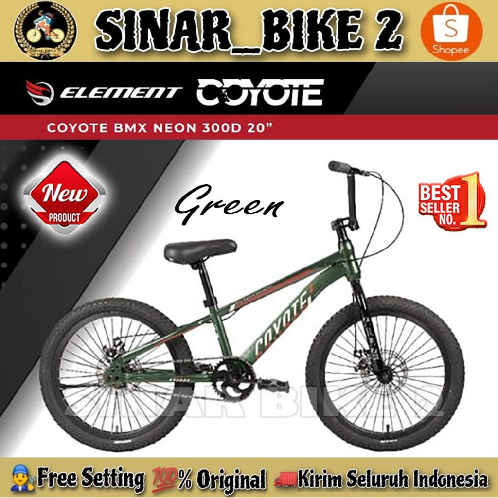 Jual Sepeda Anak BMX ELEMENT COYOTE NEON 300D Disk Brake/ Rem Cakram ...